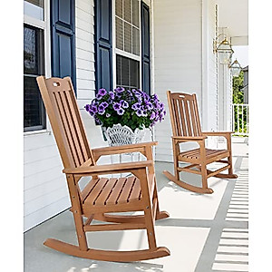 EFURDEN Extra Oversize Rocking Chair, High Backrest, All Weather and Heavy Duty Rocking Chair with 350lbs Capacity, Rocker for Outdoor and Indoor, Teak