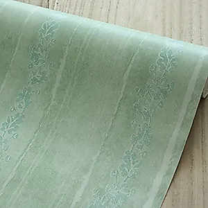 Yifely Self-Adhesive Furniture Paper Removable Shelf Liner for Covering Drawers Cabinet Doors, Green Wood Grain, 17.7 Inch by 9.8 Feet