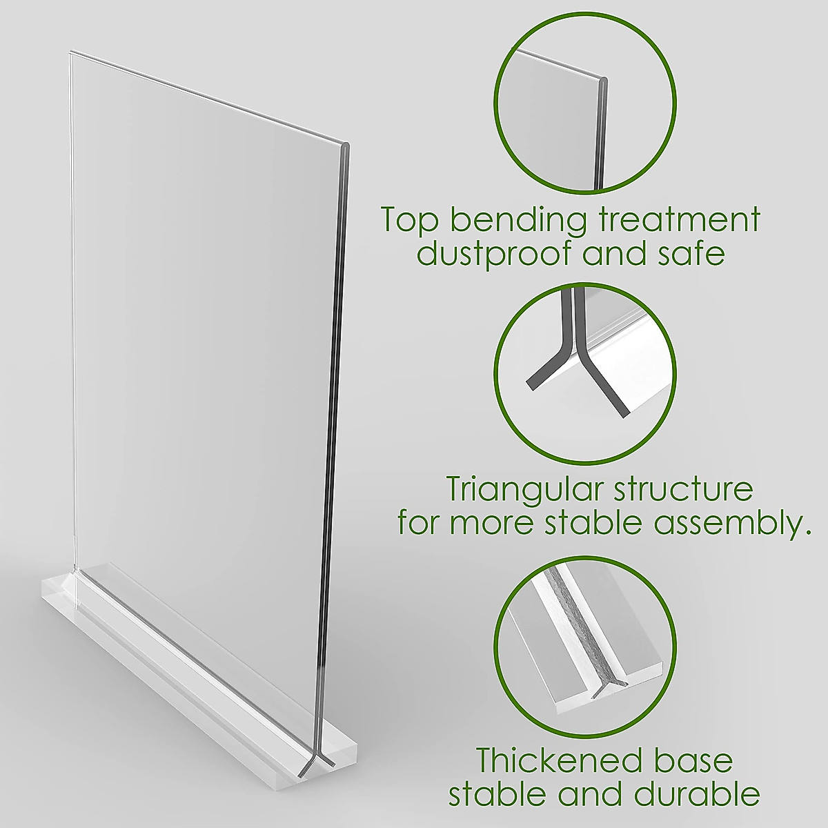 NEWNEWSHOW® 8.5x11 Acrylic Sign Holder 3 Pack Vertical Double-Sided Display (Optional 8.5x11 8.5x5.5 5x7 Horizontal and Vertical)