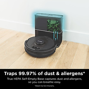 Shark AV2501S AI Robot Vacuum with HEPA Self-Empty Base, Bagless, 30-Day Capacity, LIDAR Navigation, Perfect for Pet Hair, Compatible with Alexa, Wi-Fi Connected, Black