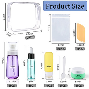 Cosywell Travel Containers for Toiletries Travel Bottles Set TSA Approved BPA Free 3oz 3.4oz Leak Proof Travel Size Bottles with Toiletry Bag for Cosmetic Lotion Cream Liquids Toiletries