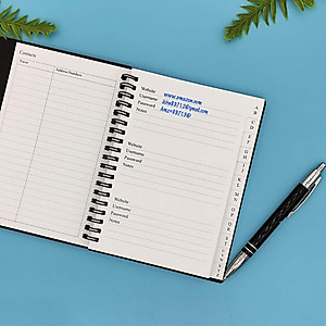 Nokingo Spiral Password Book with Tabs - 5x7 inch Password Organizer with Alphabetical Tabs for Internet Login, Website, Username, Password. Password Keeper for Home or Office