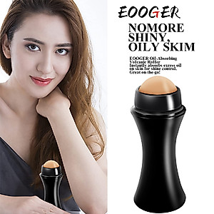 Oil-Absorbing Volcanic Face Roller, Reusable Face Roller Skin Care Facial Skin Care Tools, Oil Control Face Roller Stone, Suitable For Female Girls Makeup Massage Beauty Accessories(Black Set)