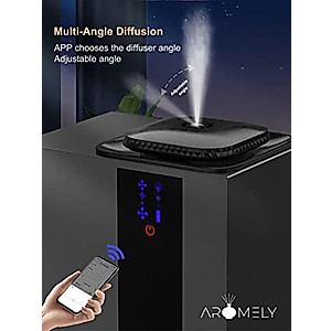 Aromely Smart Bluetooth HVAC Nebulizing Aromatherapy Scent Diffuser - Waterless Aroma Machine Perfect Air Freshener for Home or Office up to 4,000 SQSF Large 800ml Oil Bottle. (Black)