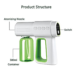 Julitech Portable Disinfectant Fogger Gun, Handheld Rechargeable Nano Sprayer Electric Sanitizer Spray Gun, for Outdoor Indoor Home Office, School or Garden,Blue