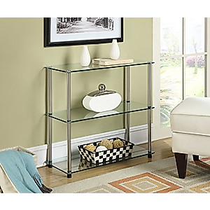Convenience Concepts Designs2Go Classic Glass 3 Shelf Bookshelf, Glass