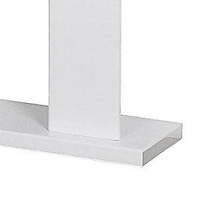 Benjara Liam 47 Inch Sofa Console Table, Wood, Pedestal Base, Glass Top, White, Black