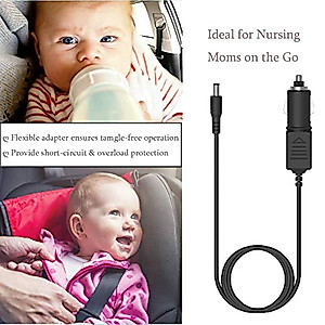 12 Volt Car Vehicle Lighter Adapter Compatible with Medela Freestyle, Pump-in-Style Advanced, Spectra S1, S2, 9Plus, Symphony Replacement Charger for Lactina Pump Part Adapter