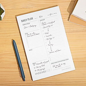 Two Tumbleweeds Daily Planner Notepad - Desktop To Do List Planning Pad with Hourly Schedule, Time Block Planner, College School Supplies - 6 x 9” - 50 Undated Sheets