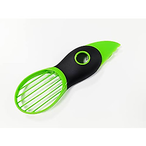 Avocado Slicer 3 in 1, multipurpose tool., Green, Black, silver.