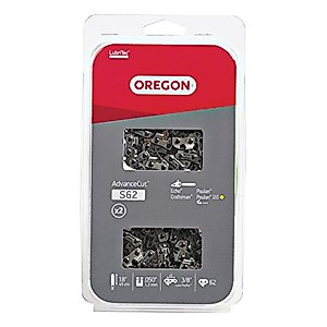 Oregon S62 AdvanceCut Chainsaw Chains 2-Pack, for 18-Inch Bar, 62 Drive Links, 2x Replacement Chainsaw Blades, .050 Inch Gauge, 3/8 Inch Pitch, fits Craftsman, Atlas, Homelite, Ryobi, Ego & More