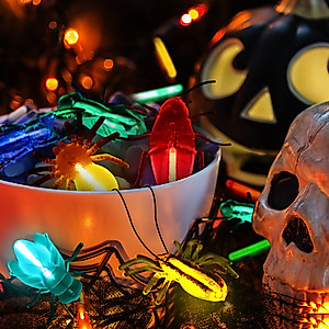 Glow Critters for Halloween Party Favor, Glow in The Dark Toys Set for Kids, School Classroom Game Rewards, Trick or Treating Goodie Supplies, Halloween Miniatures/Prizes,20 Critters 40 Glow Sticks