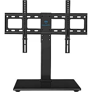 PERLESMITH Universal Swivel TV Stand Base, Table Top TV Stand for 37 to 65, 70 inch LCD LED TVs, Height Adjustable TV Mount Stand with Tempered Glass Base, VESA 600x400mm, Holds up to 88lbs, PSTVS13