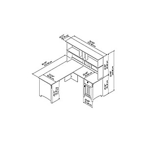 Bush Furniture Salinas L Shaped Desk with Hutch, 60W, Antique White