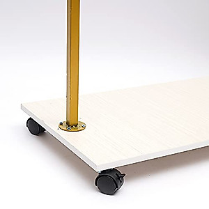 PIAOCAIYIN Garment Rack, Rolling Clothes Organizer with Wheels, Square Clothes Rack Display Holder, Gold Metal Storage Shelf, Portable Clothing Garment Rack for Home Store Wedding