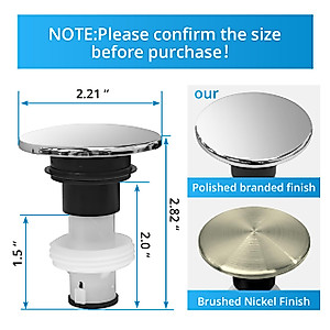 LukeTarp Polished Chrome 972098A Bathroom Sink Push & Seal Pop Up Drain Stopper Assembly,Part number is 35338-06XX,Sealed and Durable