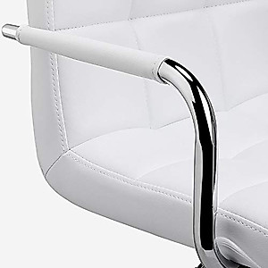 Yaheetech Tall Bar Stools Set of 2 Modern Square PU Leather Adjustable BarStools Counter Height Stools with Arms and Back Bar Chairs 360 Swivel Stool White