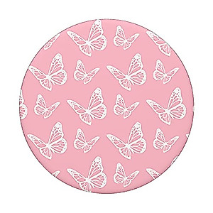 Cute Pink White Butterfly Aesthetic Print Butterflies PopSockets Swappable PopGrip