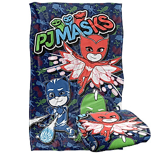 LOGOVISION PJ Masks PJ Group Attack Kids Silky Touch Blanket, 36" x 58"