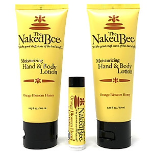 The Naked Bee Orange Blossom Honey Lotion and Lip Balm Set, Hydrating, Moisturizing, and Natural Skin Care Products Cruelty Free