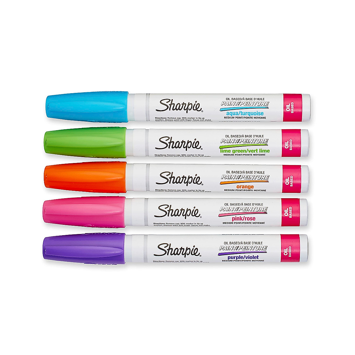 Sharpie Oil-Based Paint Markers, Medium Point, Bright Colors, 5 Count - Great for Rock Painting