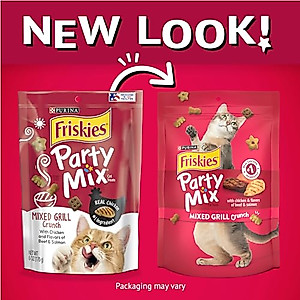 Purina Friskies Cat Treats, Party Mix Mixed Grill Crunch - (Pack of 10) 2.1 oz. Pouches