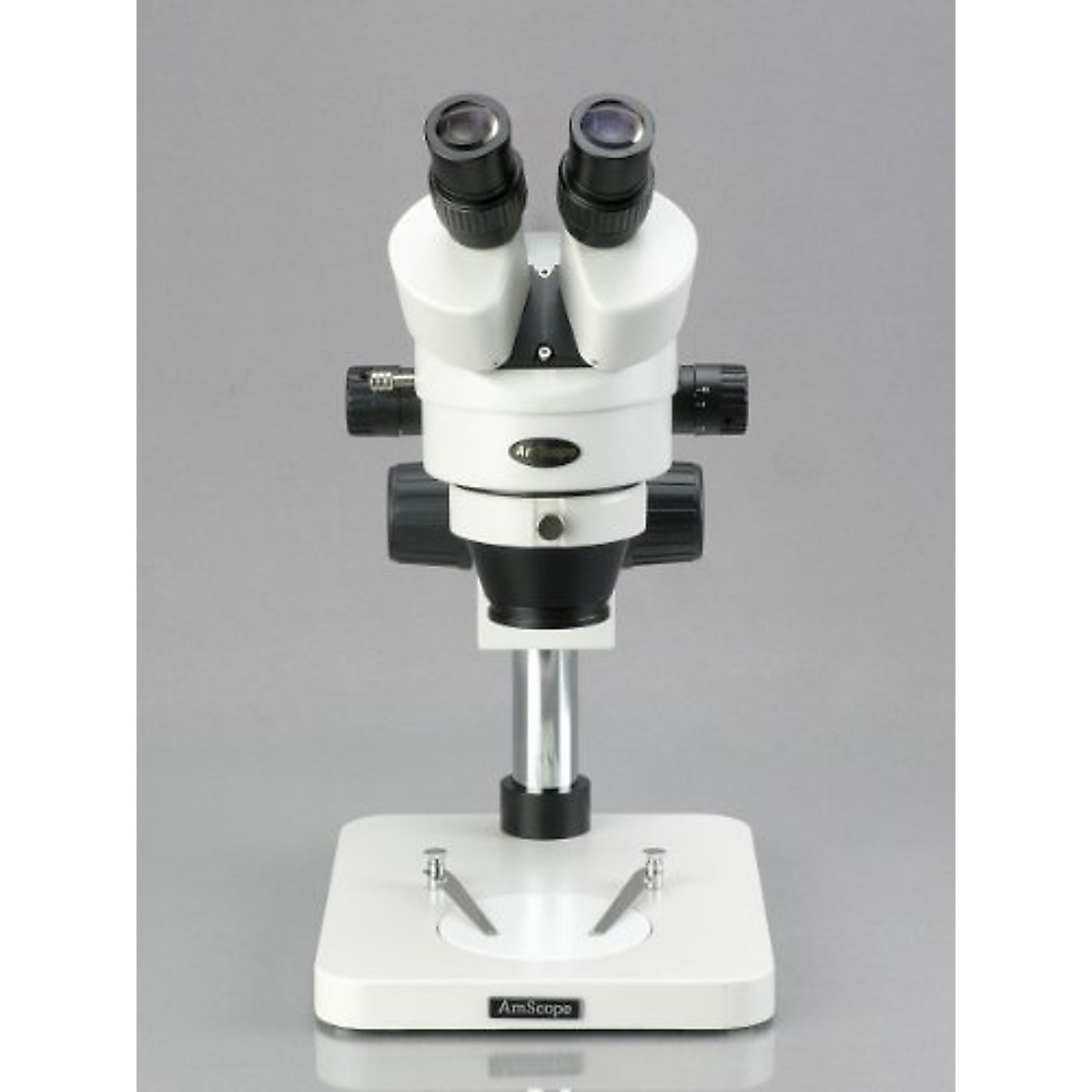 AmScope SM-1BS-64S Professional Binocular Stereo Zoom Microscope, WH10x Eyepieces, 7X-45X Magnification, 0.7X-4.5X Zoom Objective, 64-Bulb LED Ring Light, Pillar Stand, 110V-240V