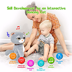 gebra Baby Toys 12 18 Months Singing Dancing Talking Cat Toddler Toys Interactive Cat Plush Early Learning Educational Musical Toy Gift for Boys and Girls Age 1 2 3 4 5, 14"