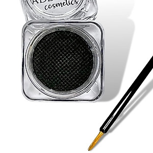 Cake Eyeliner with Applicator Brush - Water Activated Dry Pressed Eyeliner - Long-Lasting, Vibrant Color, Smudge Resistant - Vegan Cruelty Free Paraben Free (Matte Black)