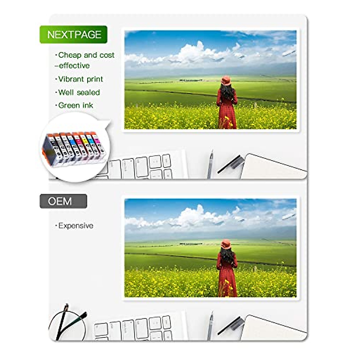 NEXTPAGE Compatible Ink Cartridges Replacement for Canon CLI42 8 Pack for PIXMA PRO-100 Printer, Canon Ink CLI 42 CLI-42 Ink Cartridge Use in Canon pixma pro 100 Printer