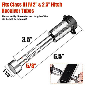 CZC AUTO Locking Hitch Pin Fit 2" & 2.5" Receiver, Trailer Hitch Lock with 5/8" Pin, Hitch Pin Lock for Class III IV, Chrome Coated Tow Hitch Locking Pin with Keys