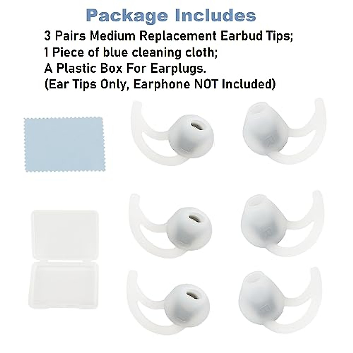 CYADCI Earbud Tips Medium 3 Pairs Soft and Comfortable Silicone Earbud Tips Noise Isolation Tips White Earbud Replacement Tips Compatible with Bose SoundSport Freestyle /IE2 /IE3 Earphones