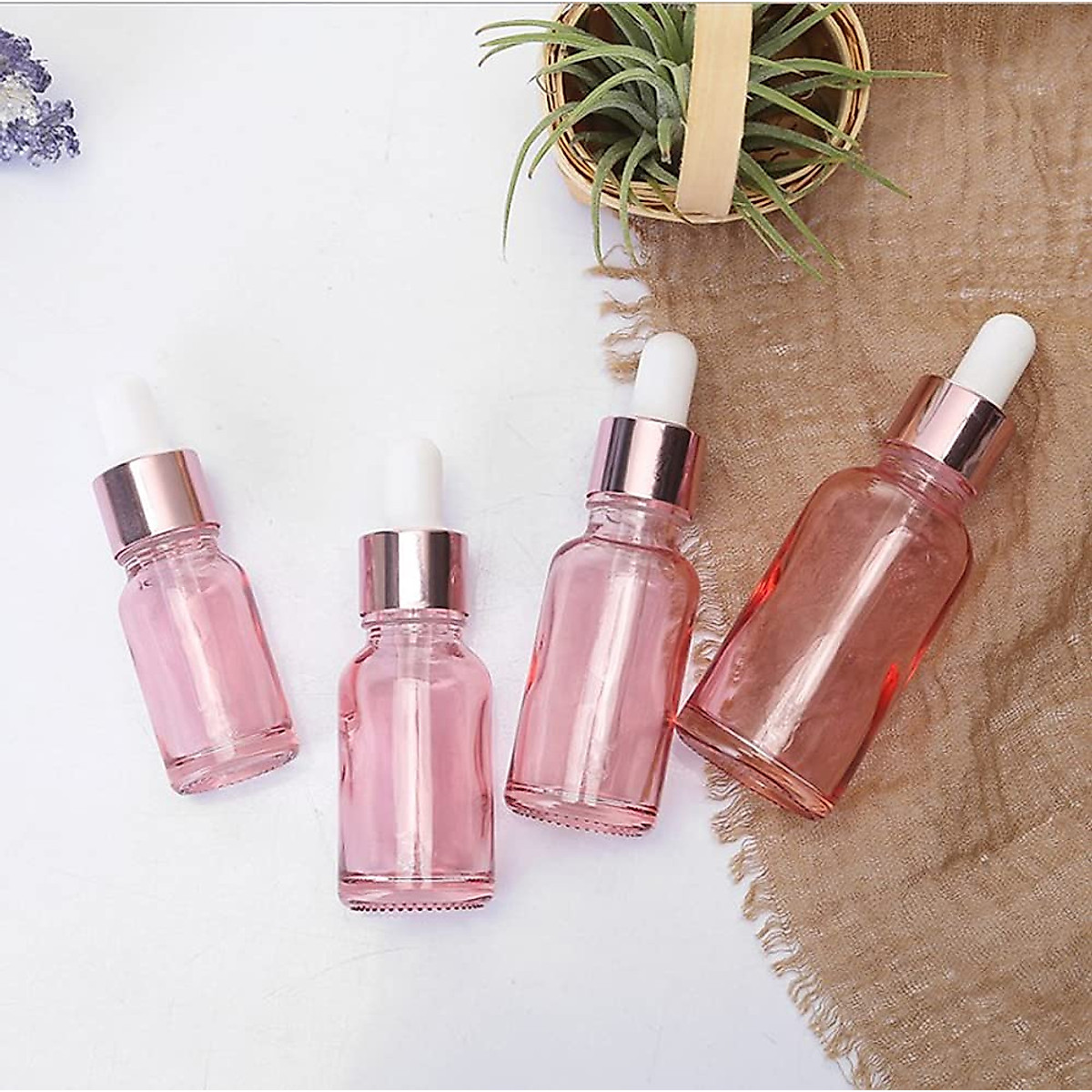 Wresty Pink Glass Dropper Bottles,12 Pack Essential Oil Dropper Bottels Perfume Sample Bottles Cosmetic Container Empty Bottles With Glass Eye Dropper (15ml)