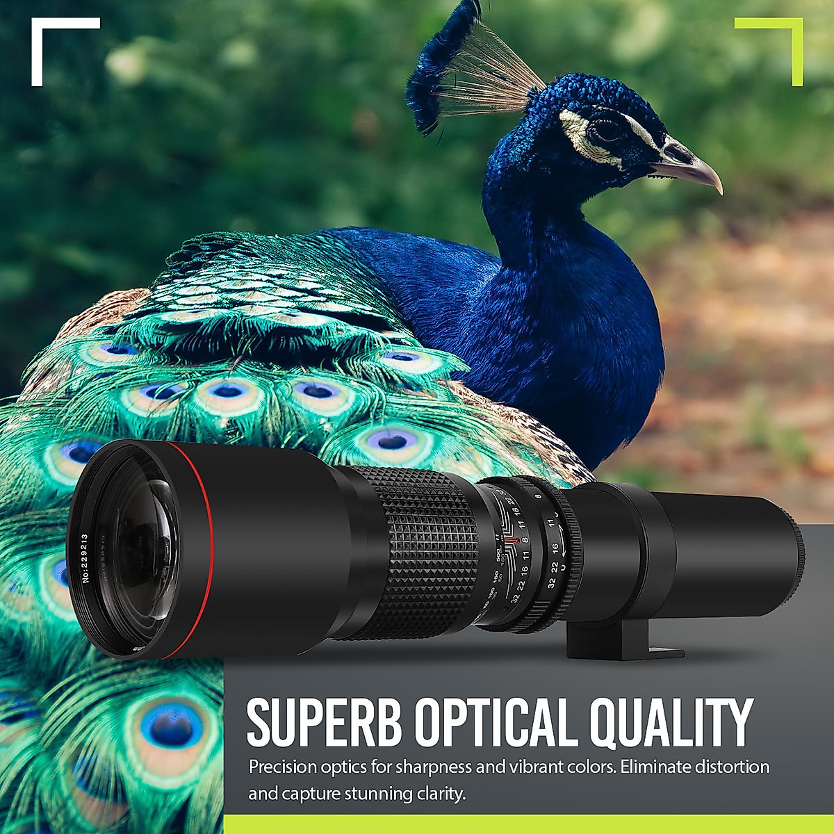 Big Mike’s High-Power 500mm/1000mm f/8 Manual Telephoto Lens for Nikon DSLR, Black