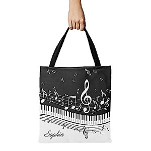 Eiis Personalized Tote Bag Abstract Piano Music Canvas Shopping Travel Resusable Shoulder Tote Bag Handbag, One Size