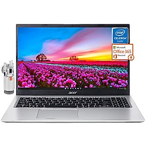 Acer 2023 Newest Aspire 1 Slim Laptop, 15.6" FHD Laptop, Intel Celeron Dual-core Processor, 16GB RAM, 128GB eMMC, 1-Year Microsoft 365 Personal Subscription,Student, Win 11 Home S, Bundle with JAWFOAL