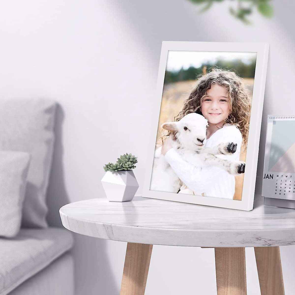 QTART 16 x 20 Poster Frame White Solid Wood 16x20 Frame, Wall Mounting Puzzle Frame 16x20 Without Mat for Home Decoration, 3 Pack