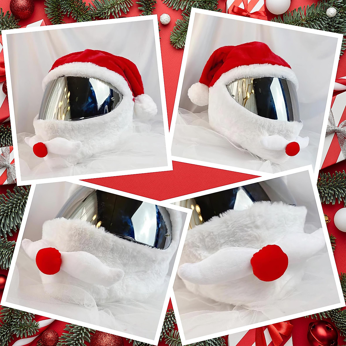 YHNTGB Christmas Santa Motorcycle Helmet Cover Santa Claus Xmas Hat Decoration Accessories Nativity Helmet Cover Motorcycle Skiing Accessories Fun Rides and Gifts for Men & Women