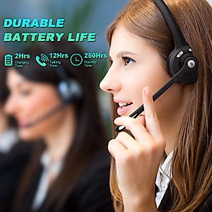 RAOPINGX Trucker Bluetooth Headset with Microphone, Wireless Headphone with Microphone, Wireless Cell Phone Headset On Ear Design for Home Office Call Center Skype