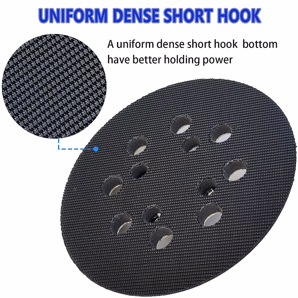 2 Pack 5 inch 8 Holes Sander Backing Pad, Hook and Loop, Replacement Pad for Random Orbit Sander