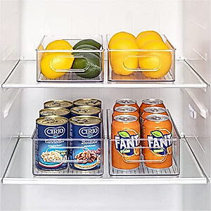 BS ONE Refrigerator Organizer Bins, Set Of 6 Stackable Fridge Organizers and Storage Clear, Two Size Plastic Storage Bins for Pantry, Kitchen Cabinets, Shelves, Drawer, Freezer