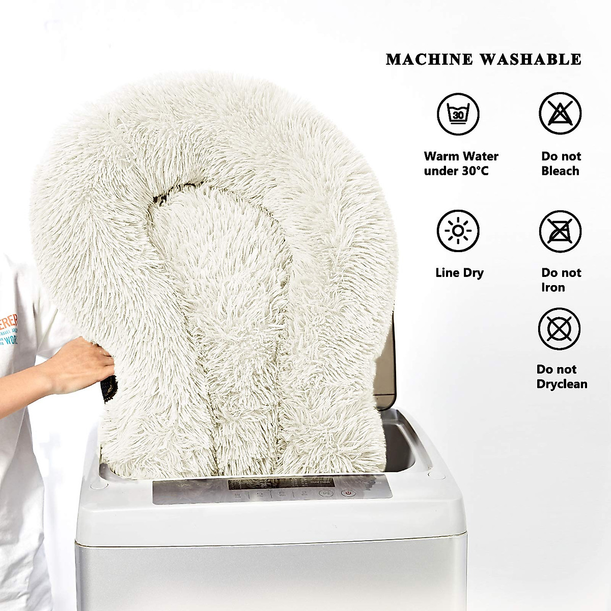 Washable Dog Round Bed Large, Donut Dog Bed Large Dog, Comfy Dog Calming Cuddler Bed