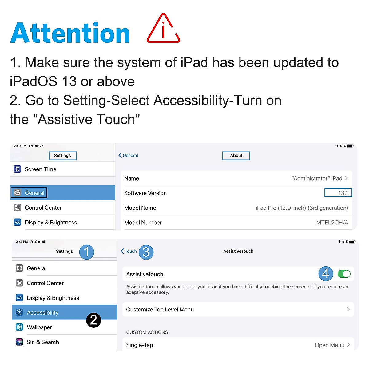 OMOTON Bluetooth Keyboard and Mouse Combo, Wireless Keyboard Mouse for iPad Pro 13,11(2024)/12.9, iPad 10th/9th/8th/7th Gen, iPad Air 6/5/4, and Bluetooth Enabled Devices (Black)