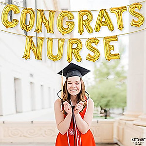 Congrats Nurse Balloons,Gold - Nurse Graduation Decorations | Congrats Nurse Party Decorations | Nurse Graduation Party Supplies | Nurse Graduation Balloons for Nurse Graduation Party Decorations 2023