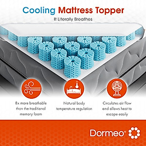 Dormeo Full Size Mattress Topper - OctaspringⓇ Technology Premium Mattress Topper, Relieving Pressure Points and Optimal Back Support - Cooling Mattress Topper with Extra Anti-Slip Bottom, 3 inch