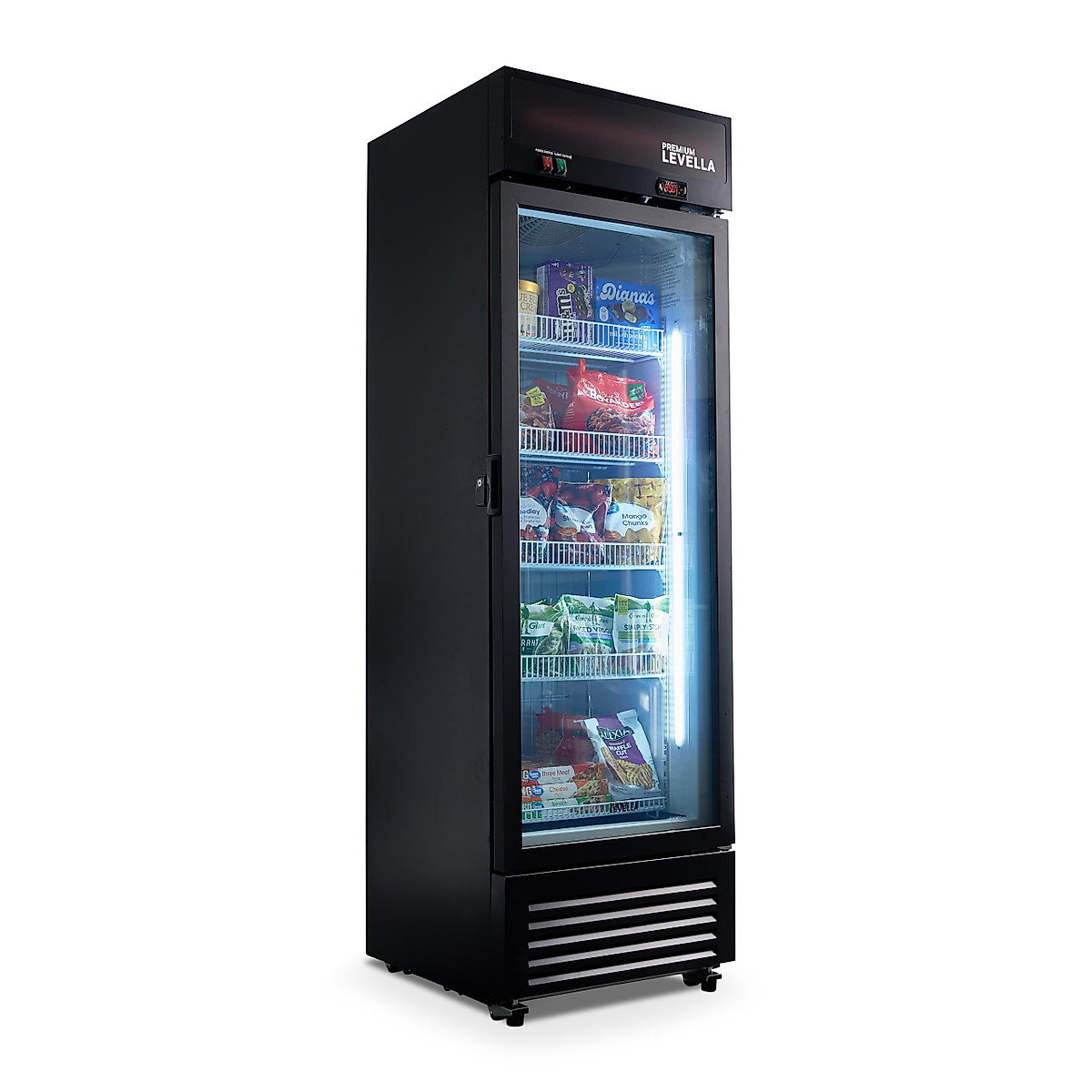 PremiumLevella PFV127DX 11.6 Cu. Ft. Frost Free Glass Door Display Freezer- Black