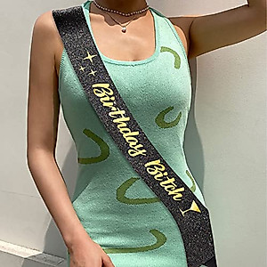 Birthday Bi*ch Sash - Black Glitter Birthday Sash Birthday Gifts for Women Birthday Party Supplies - Birthday Girl Sash Fun Party Favors. Black Glitter + Rose Gold Foil - 21st, 30th, Birthday Girl