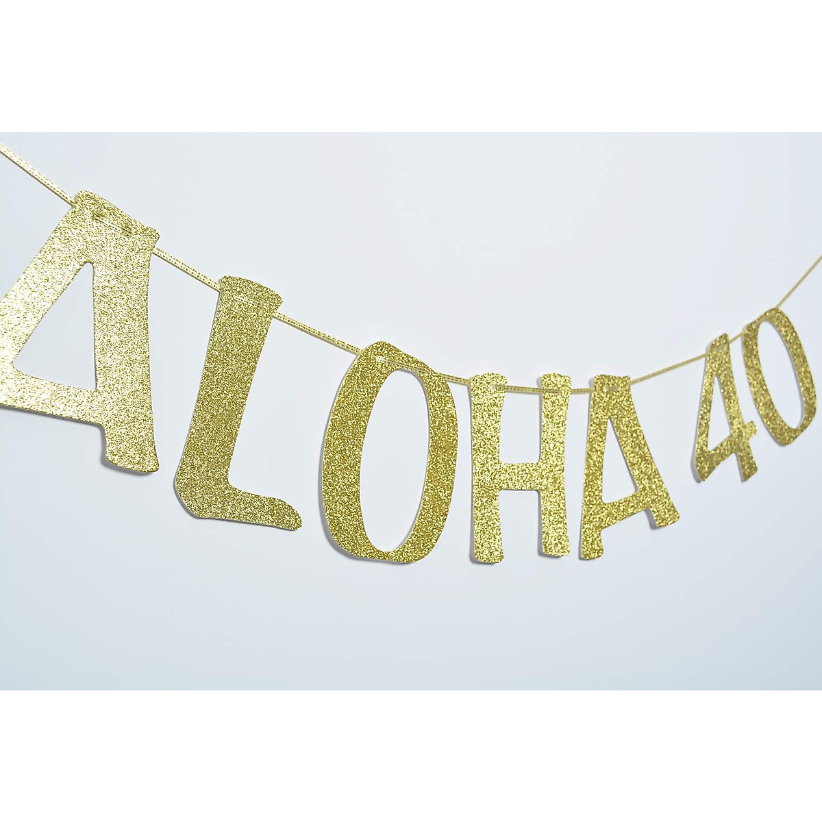Aloha 40 Banner Sign Garland for 40th Birthday Anniversary Party Decorations Pineapple Party Decor Hawaiian Luau Tropical Theme Party Photo Prop Gold Glitter