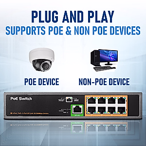 BV-Tech 9 Port PoE+ Switch (8 PoE+ Ports | 1 Uplink Port) – 120W – 802.3af/at