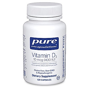 Pure Encapsulations Vitamin D3 10 mcg (400 IU) | Hypoallergenic Support for Bone, Breast, Cardiovascular, Colon and Immune Health | 120 Capsules